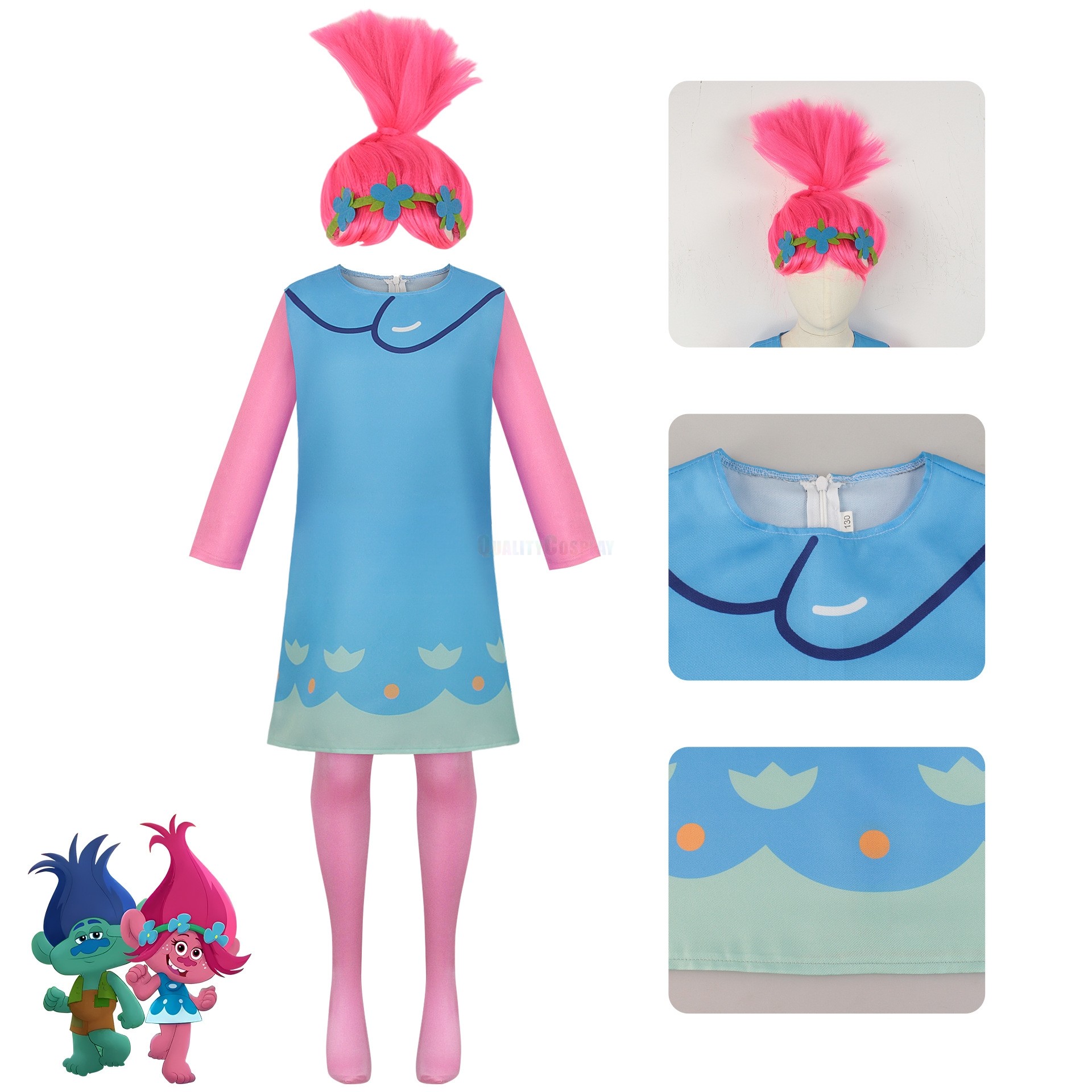 Trolls Poppy Cosplay Costume Halloween Family Costume - HQCOSPLAY