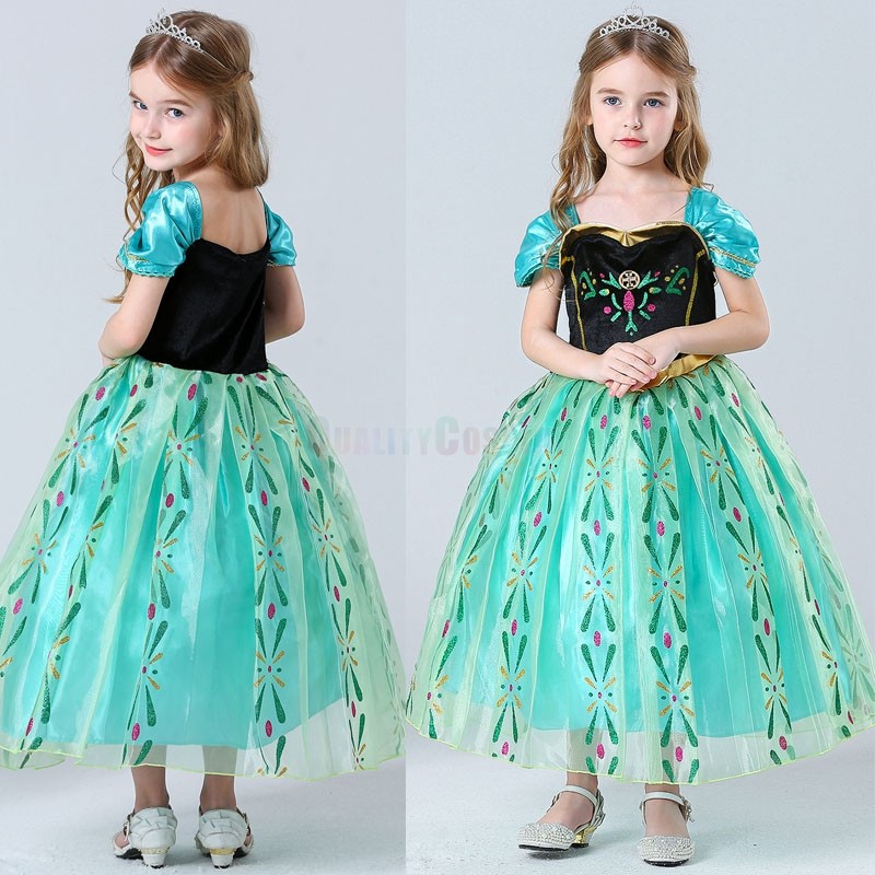 Halloween Frozen Princess Anna Dress Girls Long Sleeves Children's ...