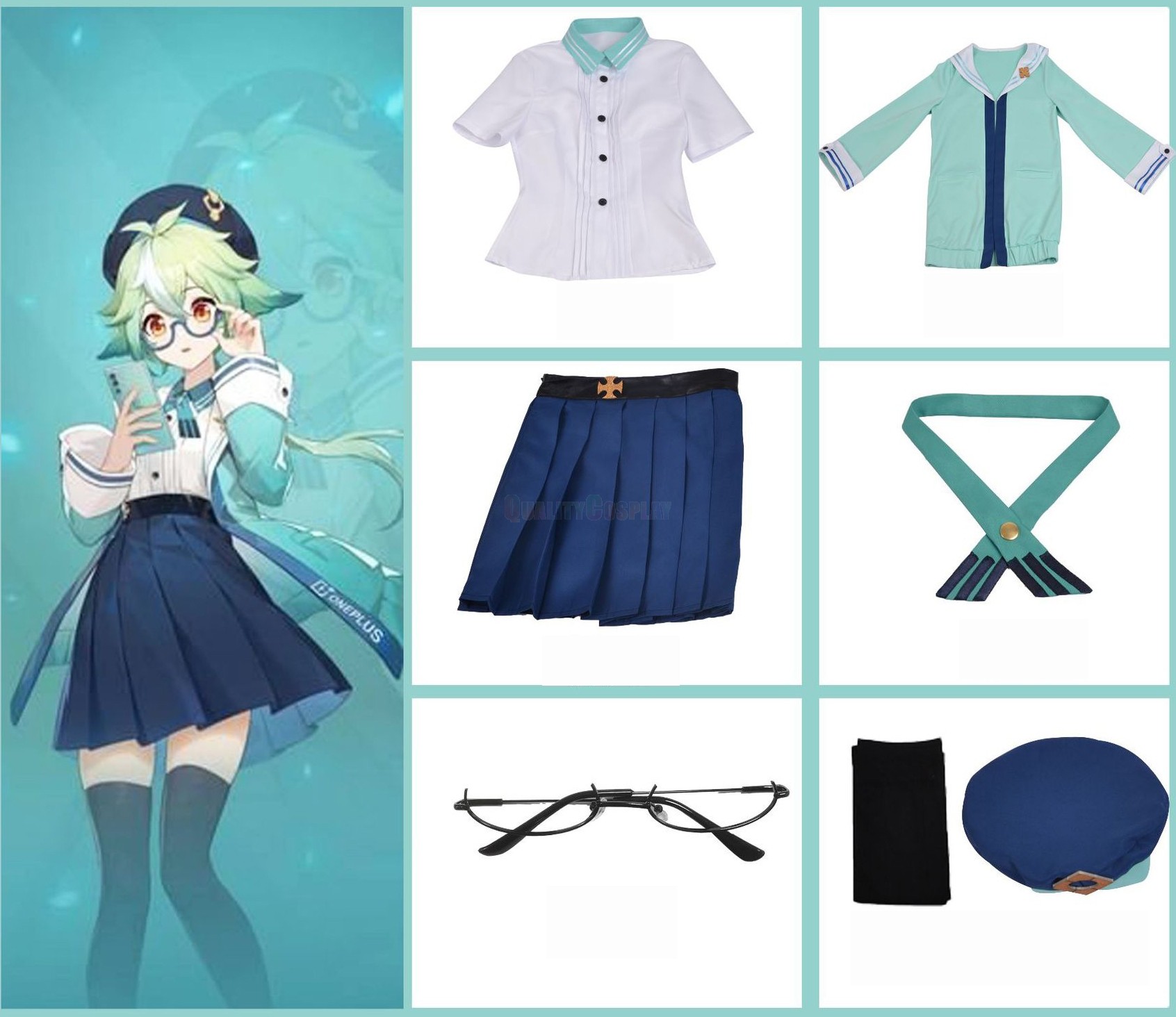 Ready to Ship Genshin Impact Sucrose JK Uniform Cosplay Costume - HQCOSPLAY