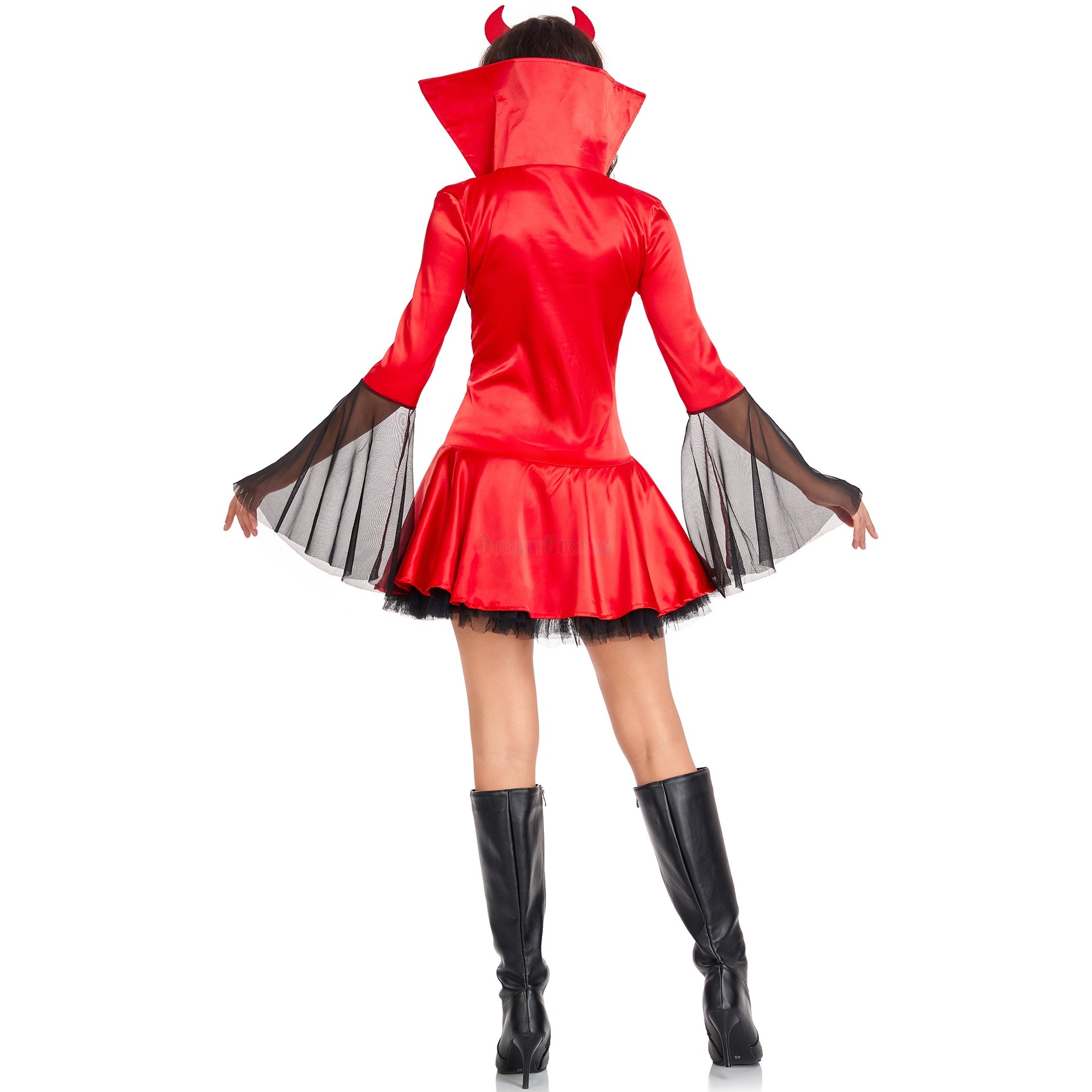 Halloween Evil Witch Costume Red Horned Devil Cosplay Costume - HQCOSPLAY