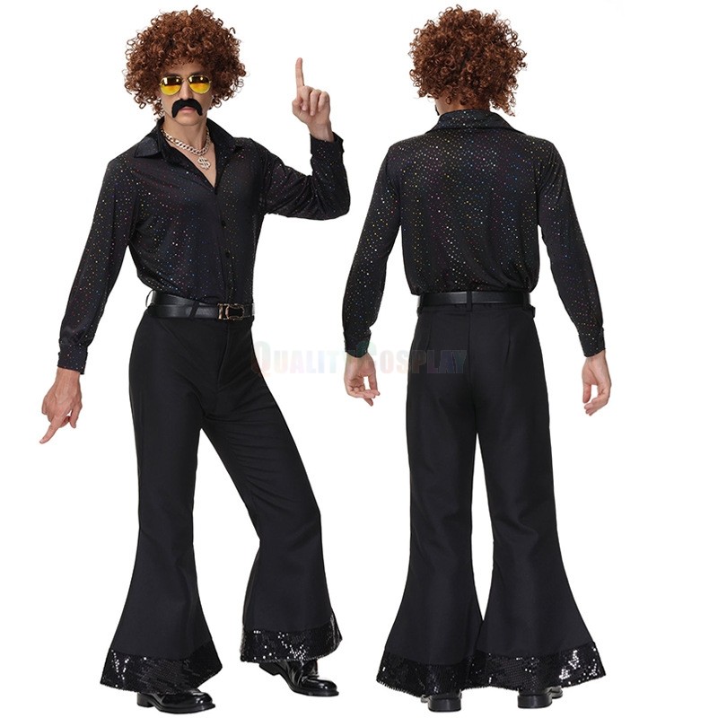 Halloween Adult Retro 70's Disco Sequin Couple Costume - HQCOSPLAY
