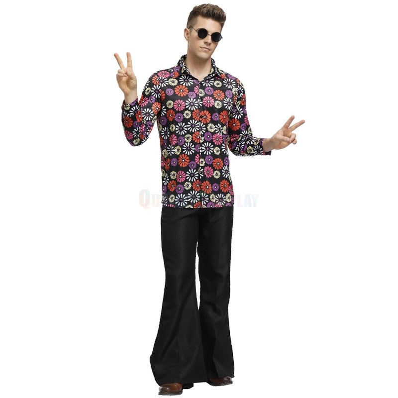 Halloween Couple Costumes Retro Floral Performance Costume - HQCOSPLAY