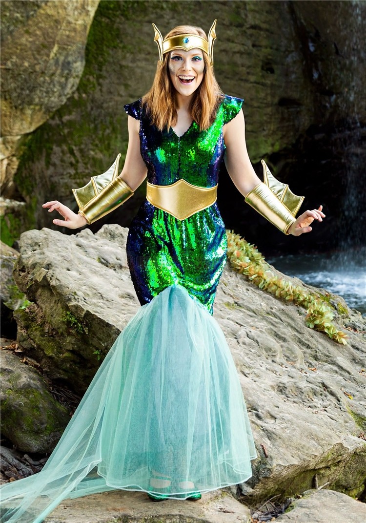 Halloween Couple Matching Costume Sea King & Mermaid Princess Costume ...