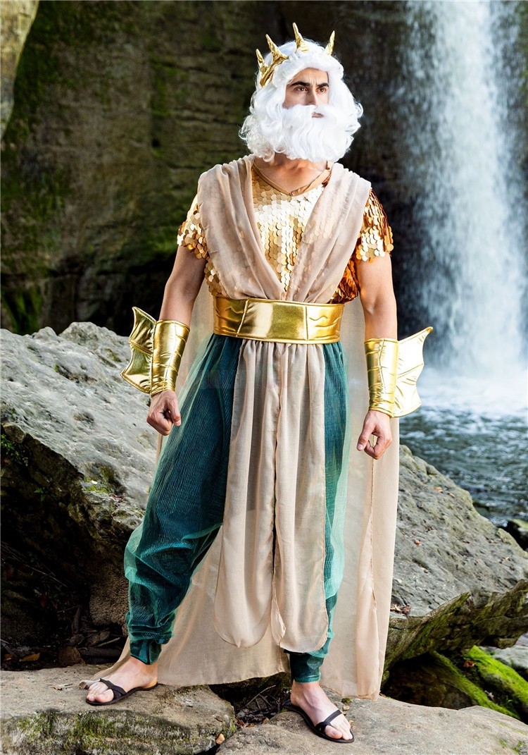 Halloween Greek Mythology Sea King Poseidon Cosplay Costume - HQCOSPLAY
