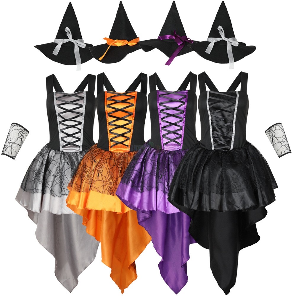 Halloween Costume Sexy Mesh Sling Witch Cosplay Costume - HQCOSPLAY
