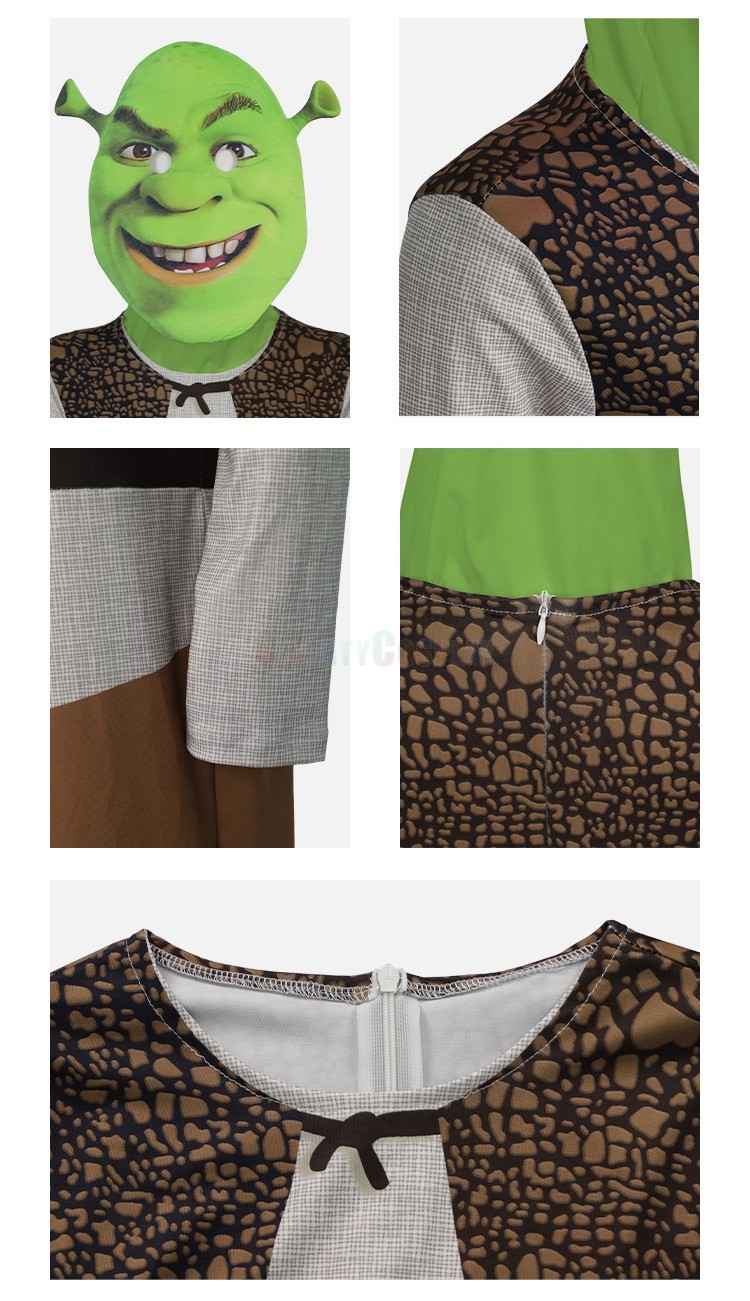 Shrek Jumpsuit Cartoon Onesie For Adults & Kids Halloween Costumes ...