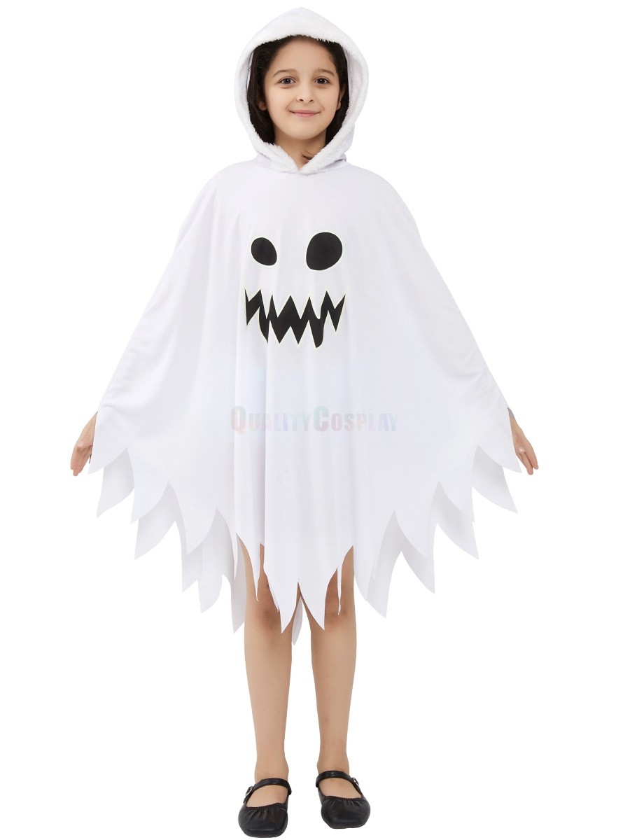 Children's White Ghost Glowing Grimace Halloween Cosplay Costume ...