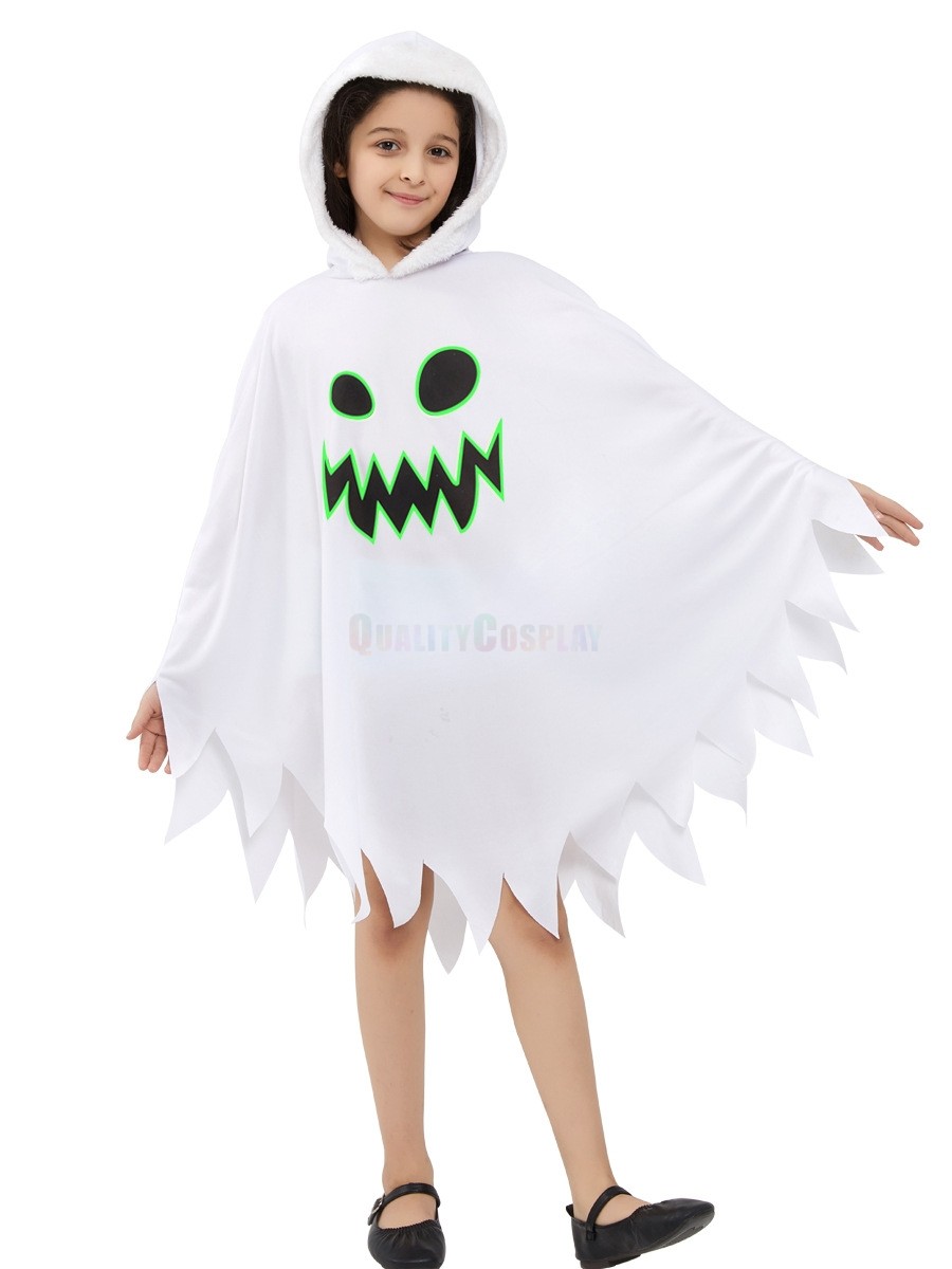 Children's White Ghost Glowing Grimace Halloween Cosplay Costume ...