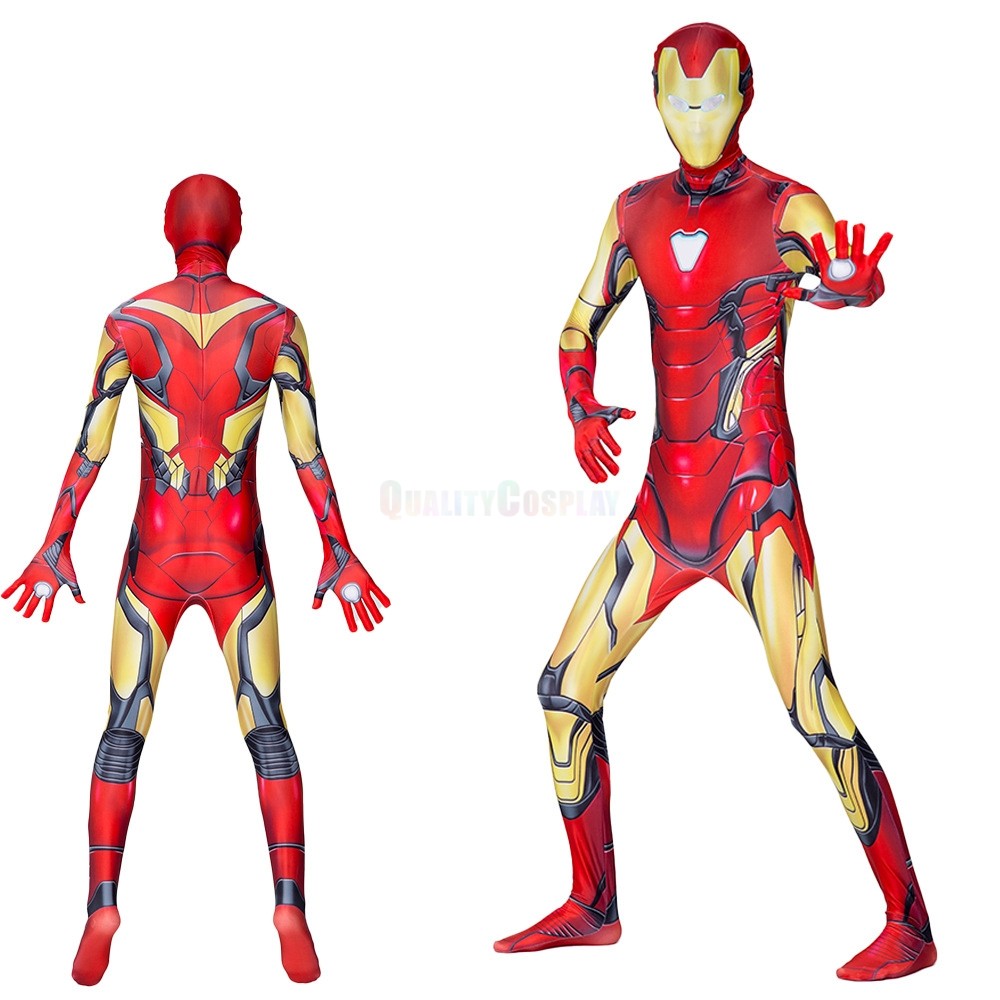 Halloween Parent-child Cosplay Suit Yellow Iron Man 3D Printed Jumpsuit ...
