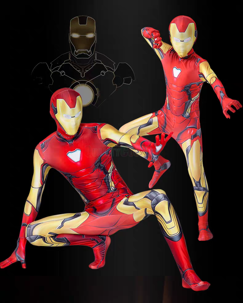 Halloween Parent-child Cosplay Suit Yellow Iron Man 3D Printed Jumpsuit ...