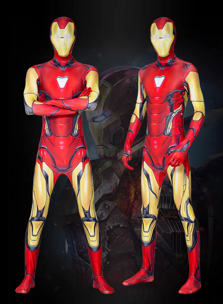 Halloween Parent-child Cosplay Suit Yellow Iron Man 3D Printed Jumpsuit ...