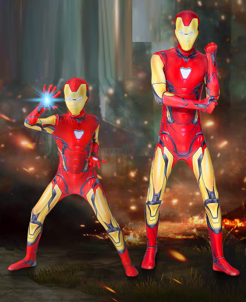 Halloween Parent-child Cosplay Suit Yellow Iron Man 3D Printed Jumpsuit ...